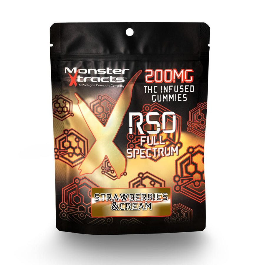 Monster Xtracts RSO Gummies 200mg - Strawberries & Cream - 180.6mg ...