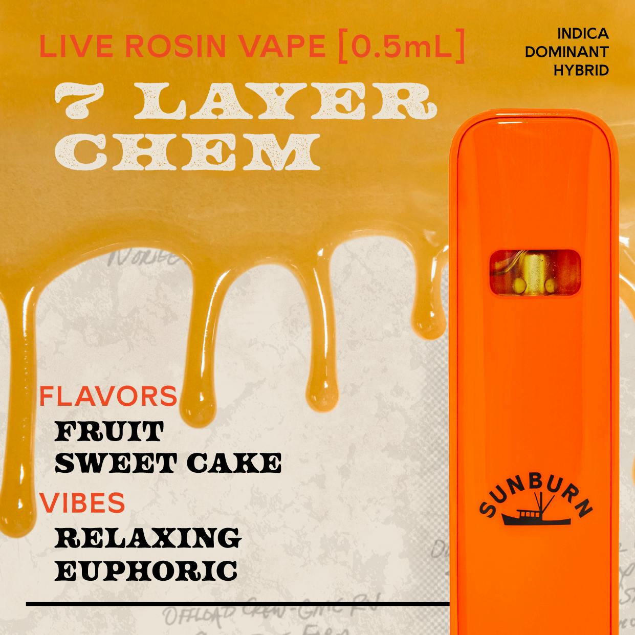 7 Layer Chem 0.5g Live Rosin Disposable Vape Hybrid - 0.5g | Vaporizers ...
