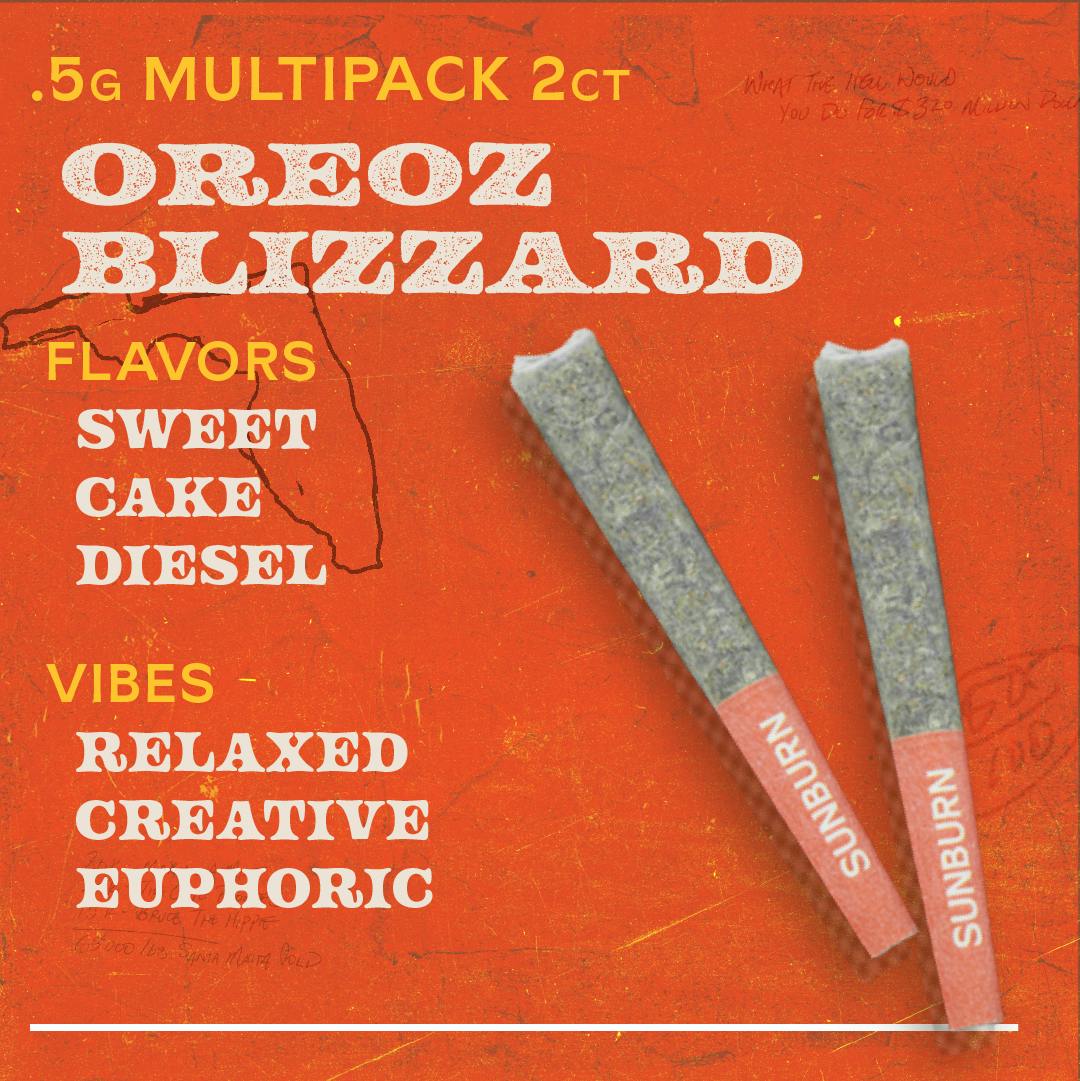 Oreoz Blizzard 2ct Pre Rolls Whole Flower Hybrid 1g Pre Rolls