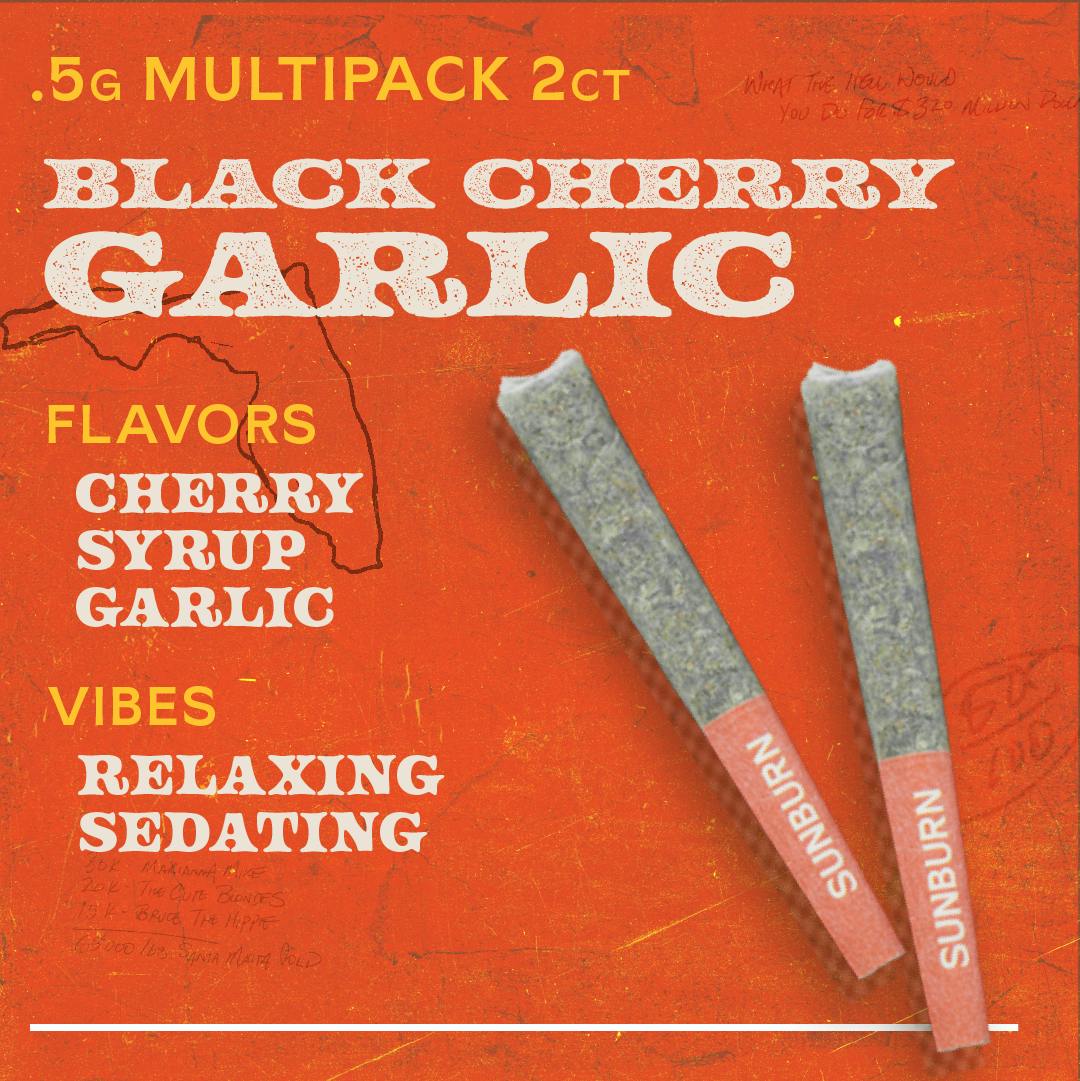 Black Cherry Garlic 2ct Pre Rolls Whole Flower Hybrid 1g Pre Rolls